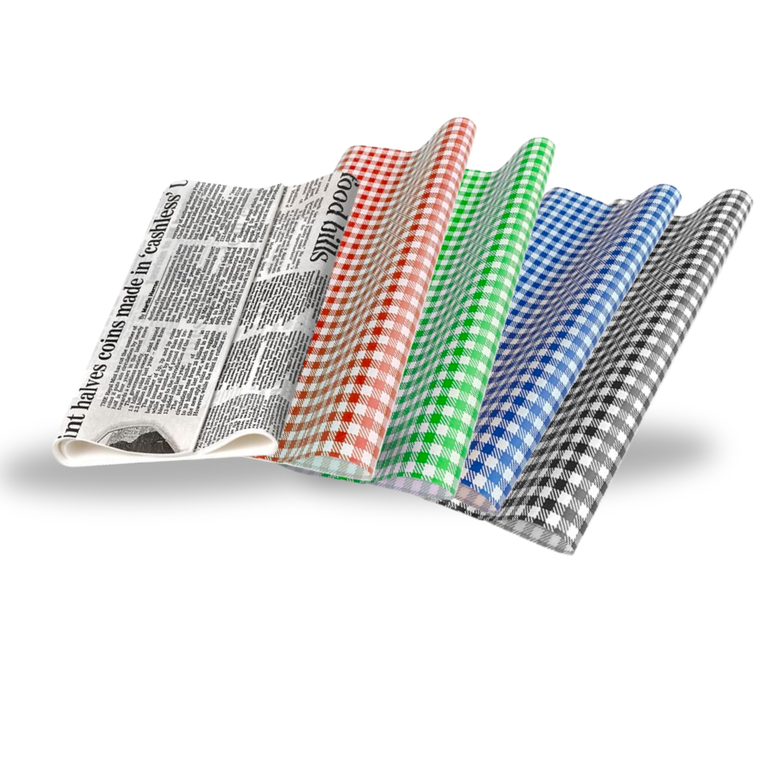 Gingham Printed Greaseproof Paper - 190x300mm - Various Colours ...